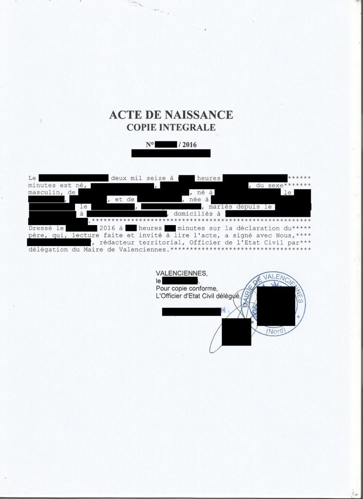 Copie intégrale d'acte de naissance | Musterübersetzung, Vorlage für ...