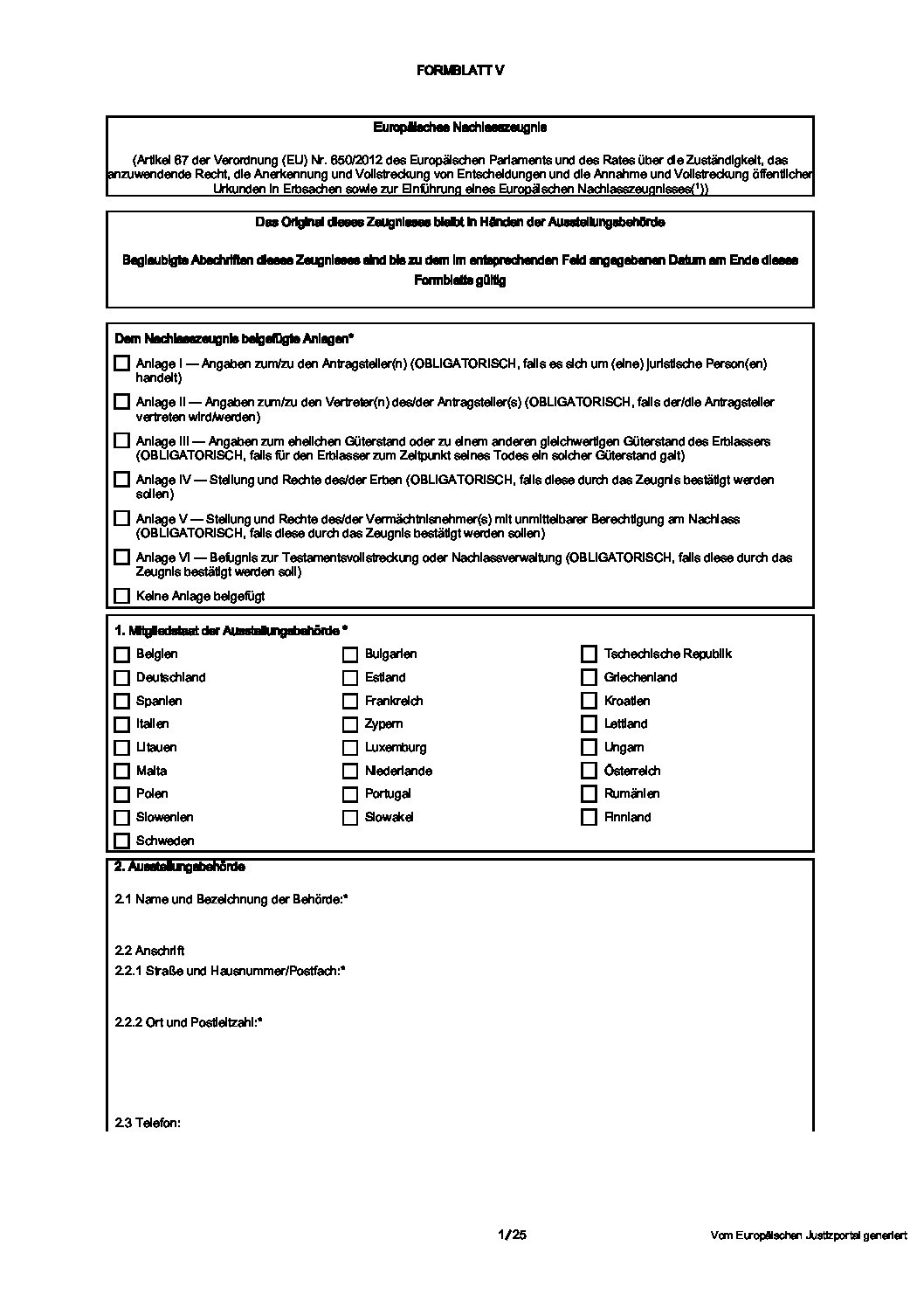 Europäisches Nachlasszeugnis | Musterübersetzung, Vorlage für Übersetzung